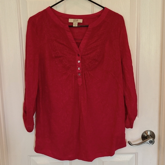 Vintage America | Tops | Vintage America Blues Pink Henley Shirt | Poshmark